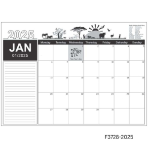 2025 A2 Desk Calendar Pad - Jan to Dec - RBE Stationery & Print