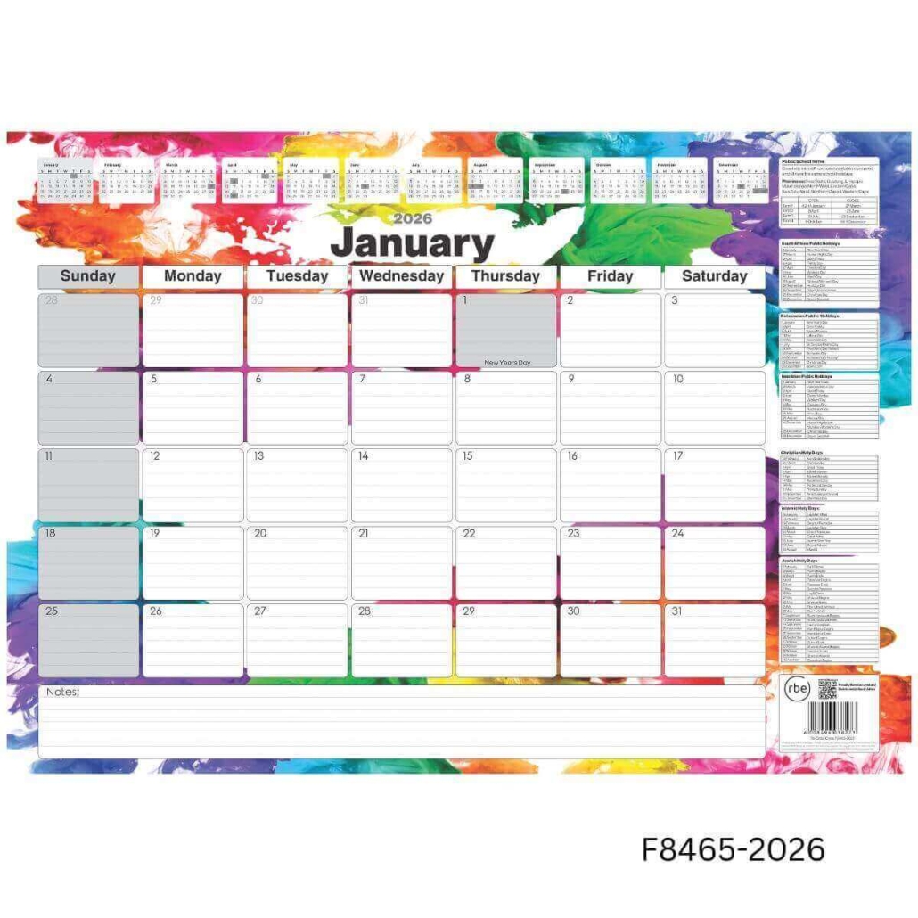2026 A3 Desk Calendar Pad - January to December - RBE Stationery & Print